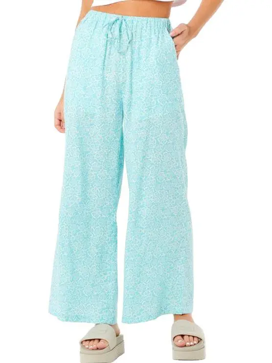 Rip Curl Tie Waist Wide Leg Pants - Blue