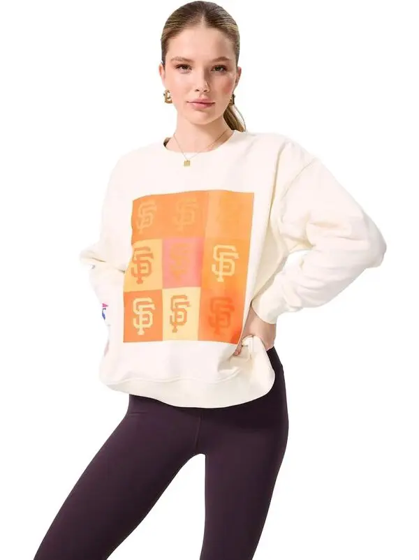 Terez San Francisco Giants Technicolor Oversized Pullover Sweatshirt - Cream