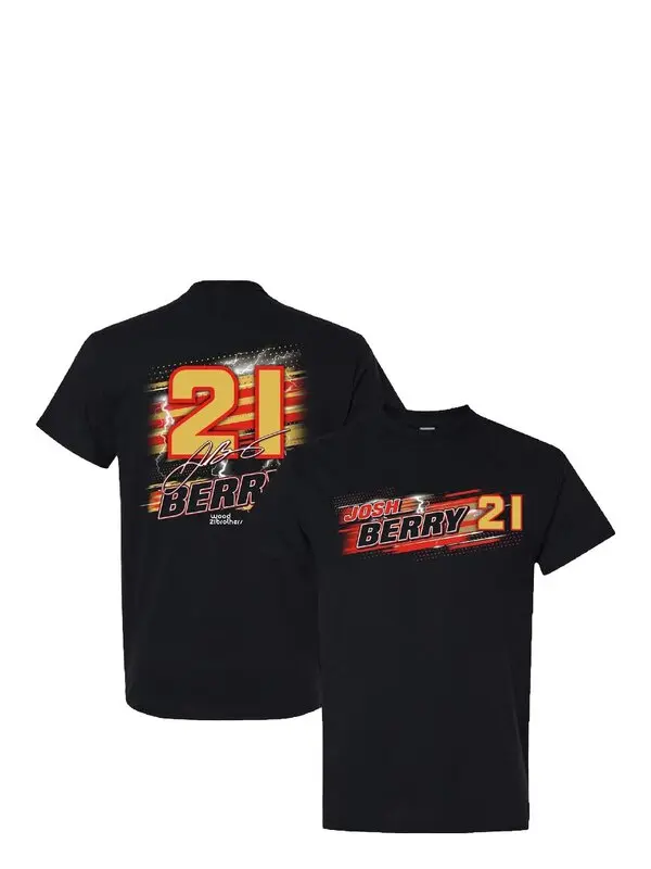 CHECKERED FLAG Sports Josh Berry Name & Number T-shirt - Black
