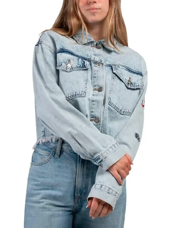 HYPE AND VICE Alabama Crimson Tide Lightwash Cropped Jacket - Denim