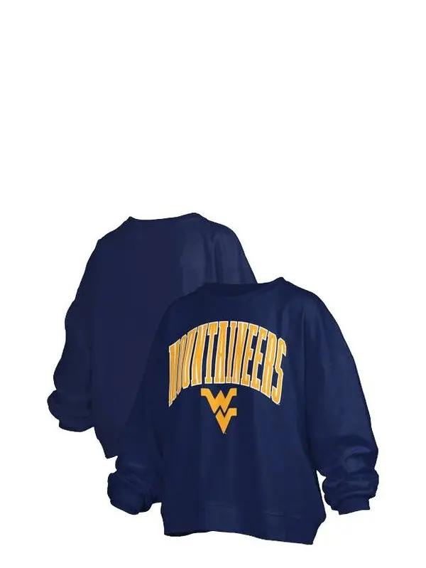 PRESSBOX West Virginia Mountaineers Oversized Pullover Sweatshirt - Navy
