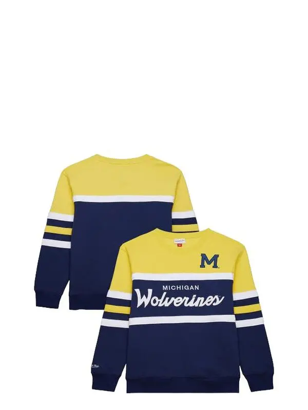 Mitchell & Ness Michigan Wolverines Vintage Logo Fleece Pullover Sweatshirt - Navy