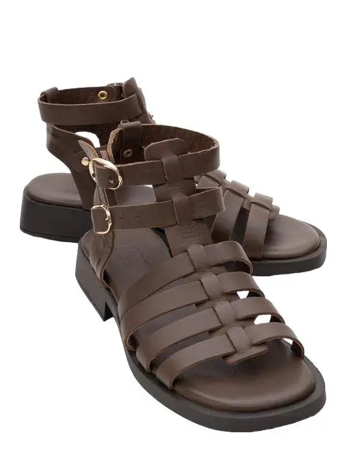FOREVER & ALWAYS SHOES Frade Leather Sandals - Brown Leather