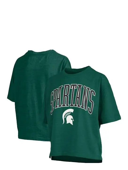 PRESSBOX Michigan State Spartans Nelson Arch Over Logo Oversized Slub T-shirt - Green