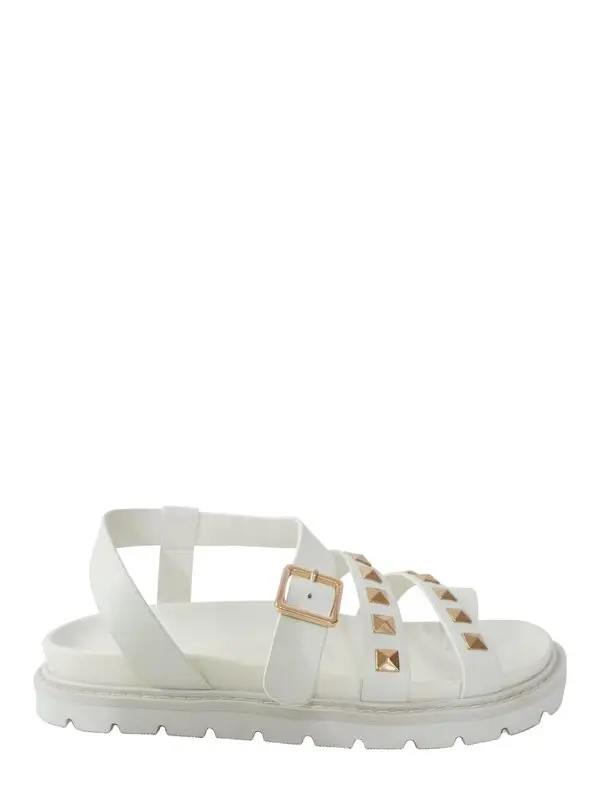 BELLE & BLOOM Morning Mood Studded Chunky Sandals - Cream