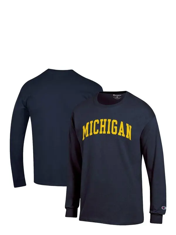 Champion Michigan Wolverines Basic Arch Long Sleeve T-shirt - Navy