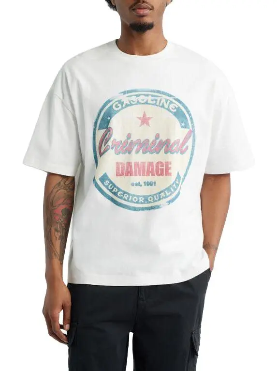 CRIMINAL DAMAGE Gasoline Graphic T-shirt - Off-white