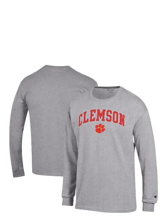 Champion Clemson Tigers Arch Over Logo Long Sleeve T-shirt - Heather Gray