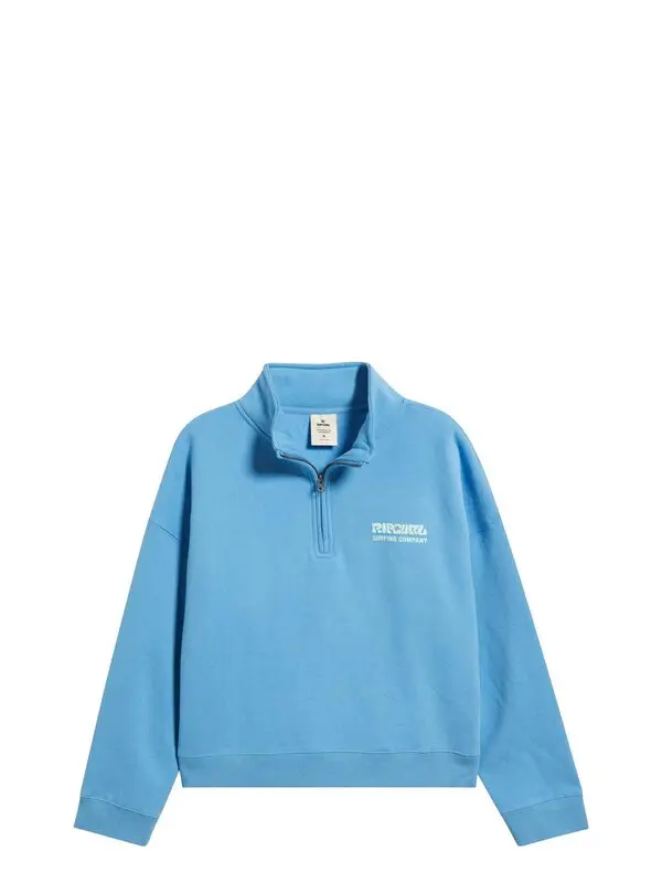 Rip Curl Surf Puff Logo Quarter Zip Sweatshirt - Azure Blue
