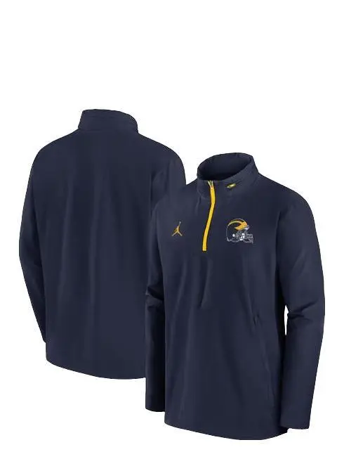 JORDAN BRAND Michigan Wolverines Coaches Quarter-zip Jacket - Navy