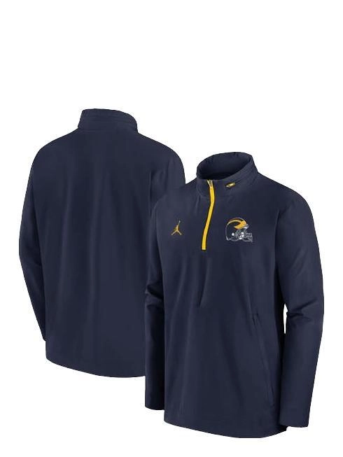 JORDAN BRAND Michigan Wolverines Coaches Quarter-zip Jacket - Navy