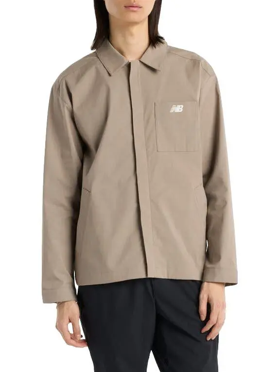 NEW BALANCE Water Repellent Cotton Blend Twill Coach's Jacket - Dockside