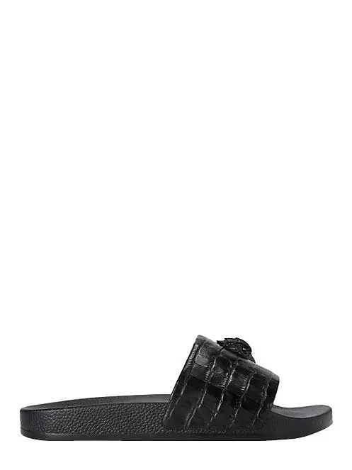 Kurt Geiger Eagle Leather Slides - Black