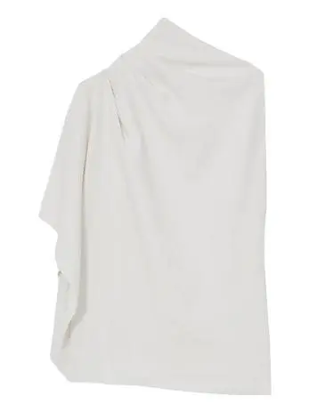 REISS One-shoulder Draped Woven Top - Ivory