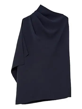 REISS One-shoulder Draped Woven Top - Navy