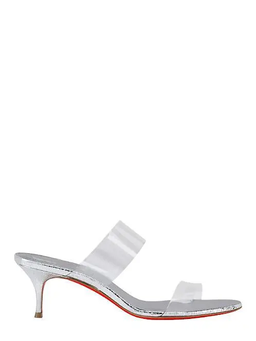 CHRISTIAN LOUBOUTIN Just Nothing 55 Leather Heeled Mules - Silver