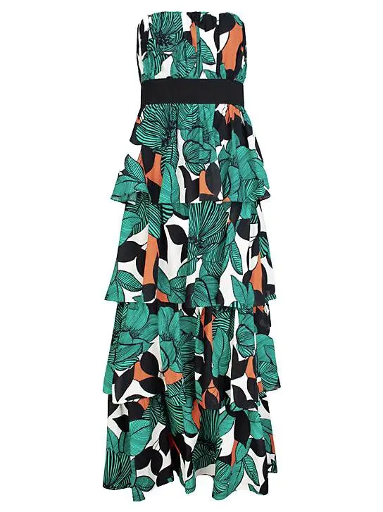 RO&ZO Claudia Leaf-print Cotton Maxi Dress - Multi