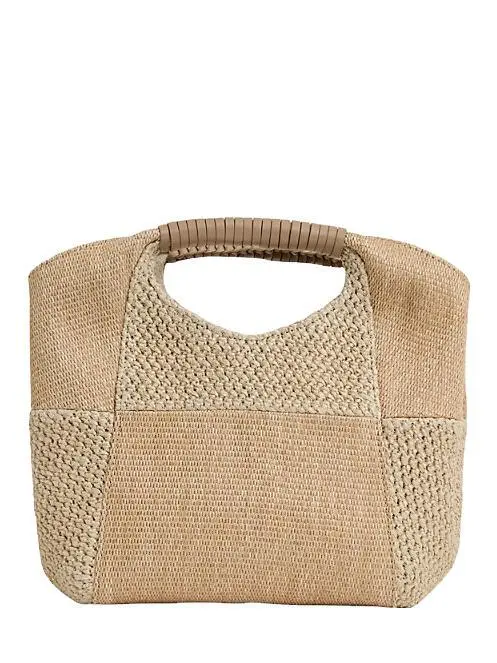 REISS Raffia Top-handle Clutch - Natural