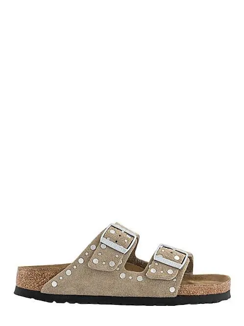 BIRKENSTOCK Arizona Two-strap Suede Flat Sandals - Taupe Rivet
