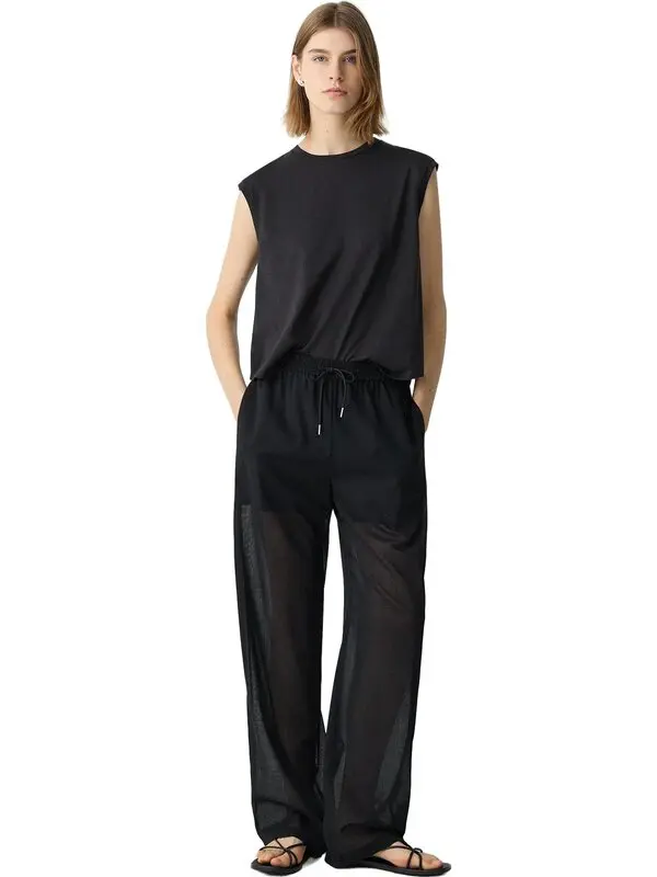 Theory Airy Shirting Drawcord Pull-on Pant - Black