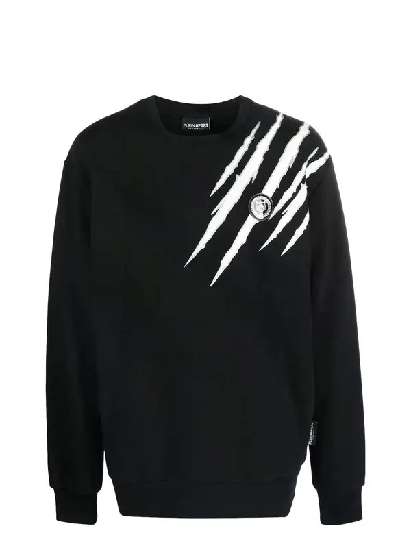 PLEIN SPORT Scratch-print Long-sleeved Sweatshirt - Black