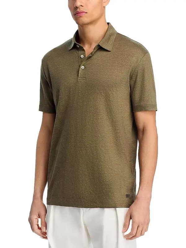 BOSS X David Beckham Parris Short Sleeve Linen Polo Shirt - Medium Green