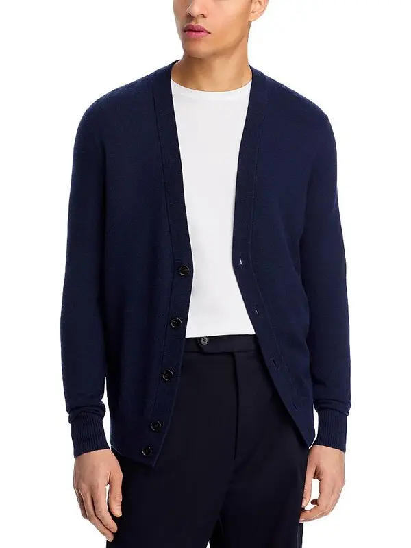 BOSS X David Beckham Jelso Cashmere Cardigan Sweater - Dark Blue