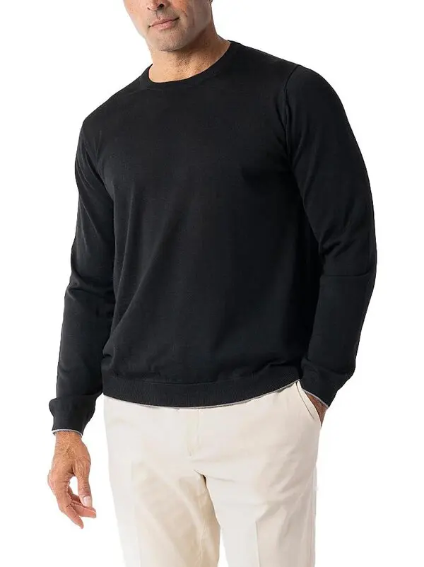 Robert Talbott Keaton Crewneck Sweater - Black With Gray Tipping