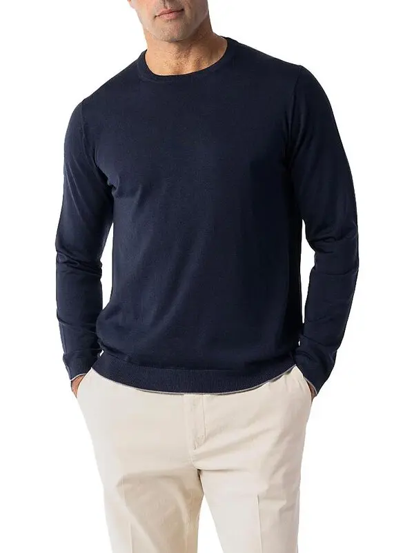 Robert Talbott Keaton Crewneck Sweater - Navy With Gray Tipping