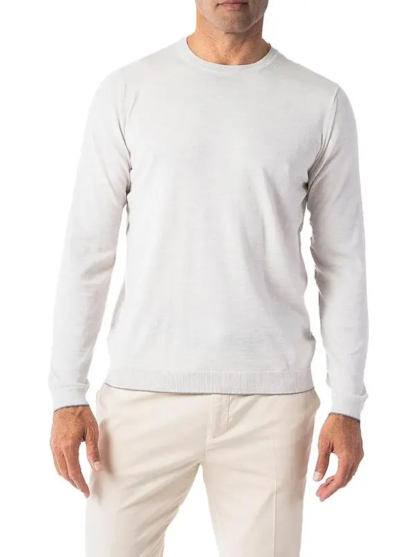 Robert Talbott Keaton Crewneck Sweater - Oatmeal With Gray Tipping