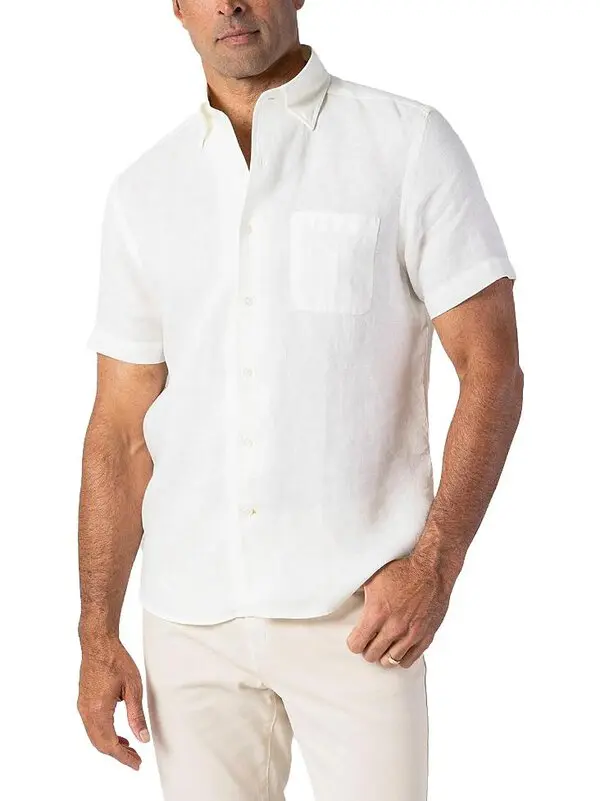 Robert Talbott Morgan Short Sleeve Linen Shirt - White