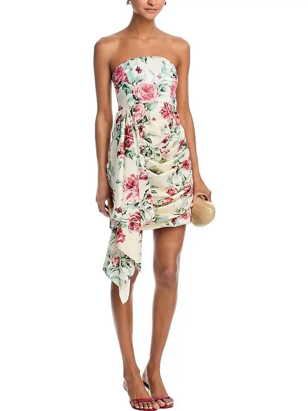 Aqua Strapless Mini Dress - Rose