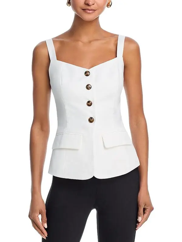 Aqua Square Neck Tank Vest - White
