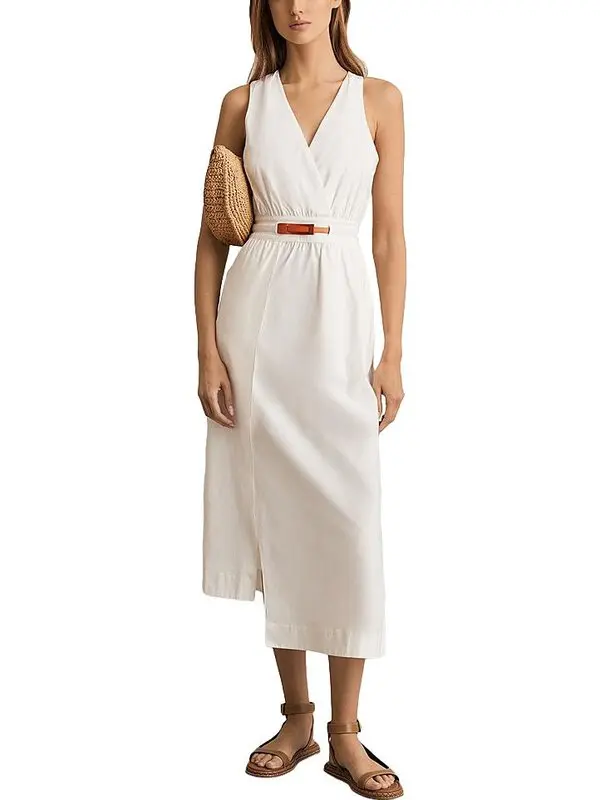 REISS Brianne Belted Dress - Ivory