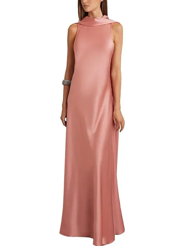 REISS Fae Cape Back Maxi Dress - Pink