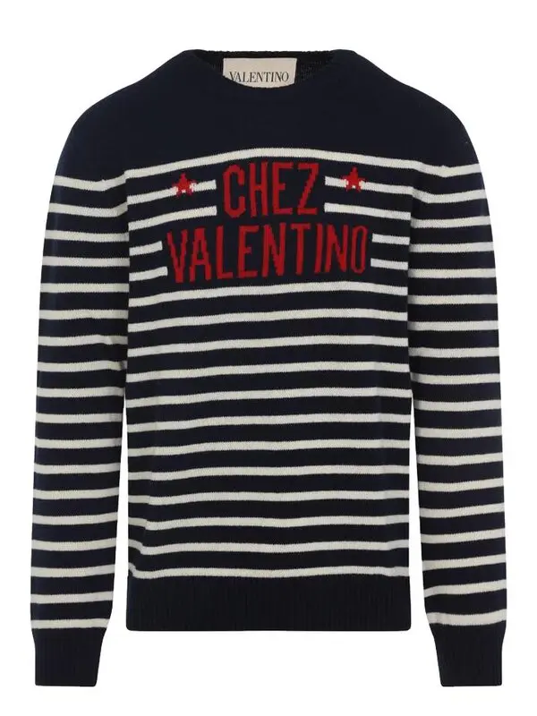 Valentino Garavani Virgin Wool Striped Sweater - Blue