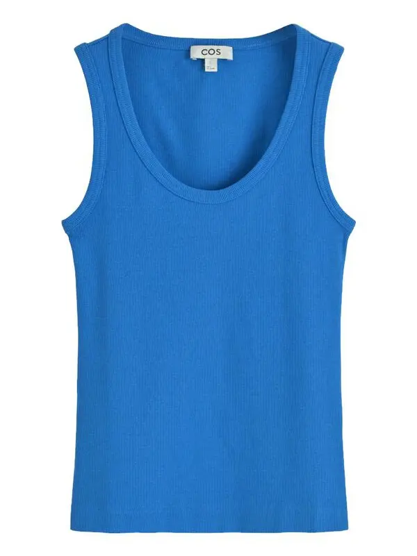 Cos Ribbed Scoop-neck Tank Top - Blue