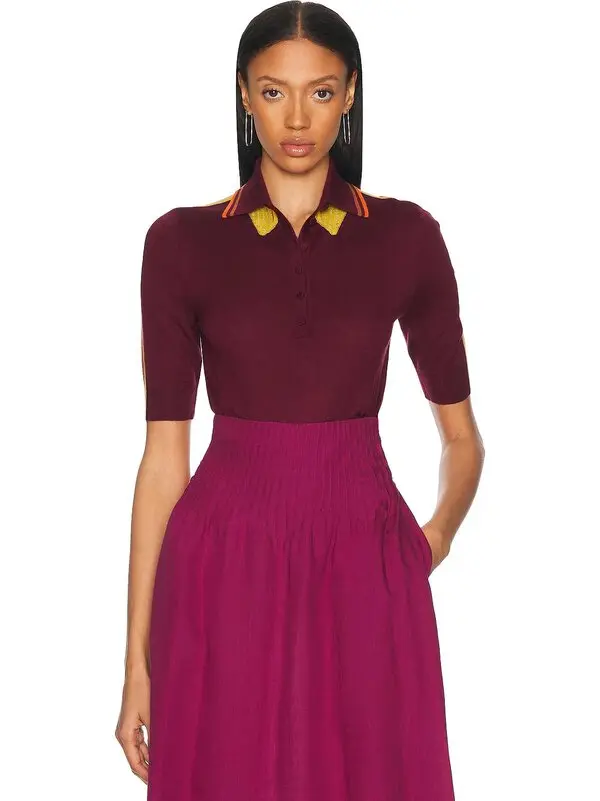 Gabriela Hearst Wendelyn Polo Top - Merlot Multi