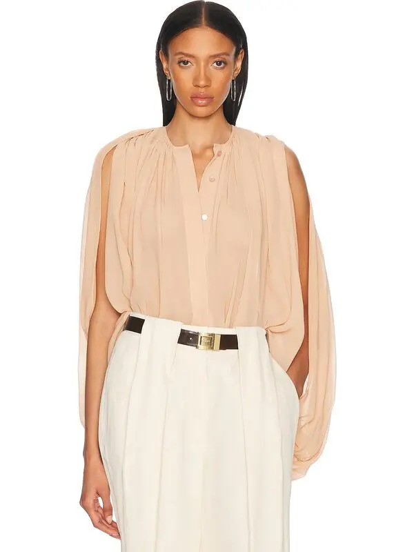 Stella McCartney Creponne Drape Crew Blouse - Tearose
