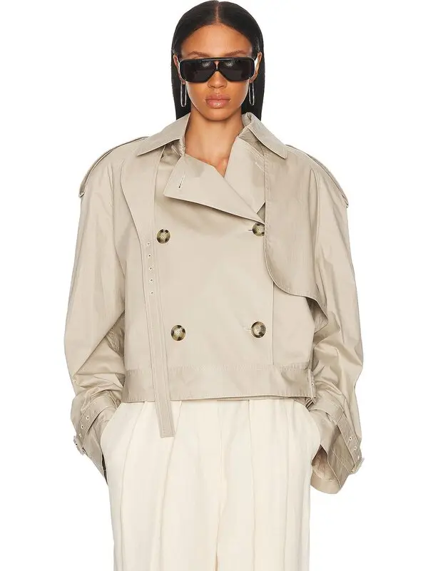 Stella McCartney Light Cotton Short Trench Coat - Pebble