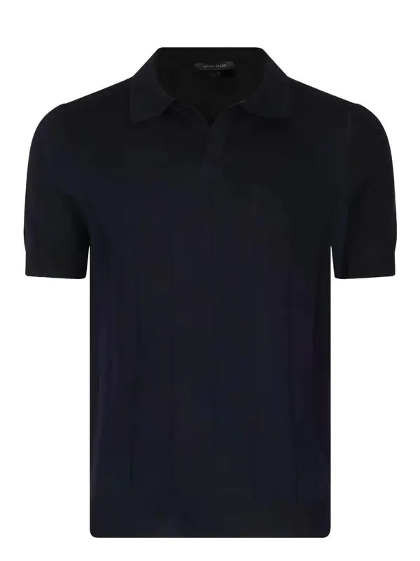 GRAN SASSO Ribbed Polo Shirt - Blue