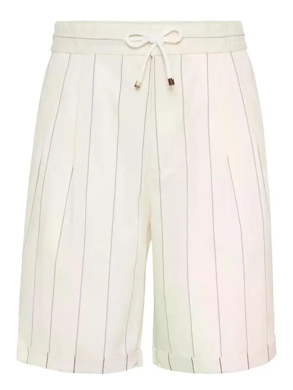 Brunello Cucinelli Striped Bermuda Shorts - White