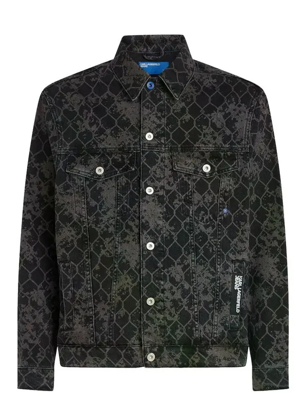 Karl Lagerfeld Graphic-print Denim Jacket - Grey