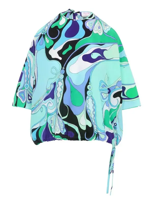 Emilio Pucci Orchid-print Silk Blouse - Green