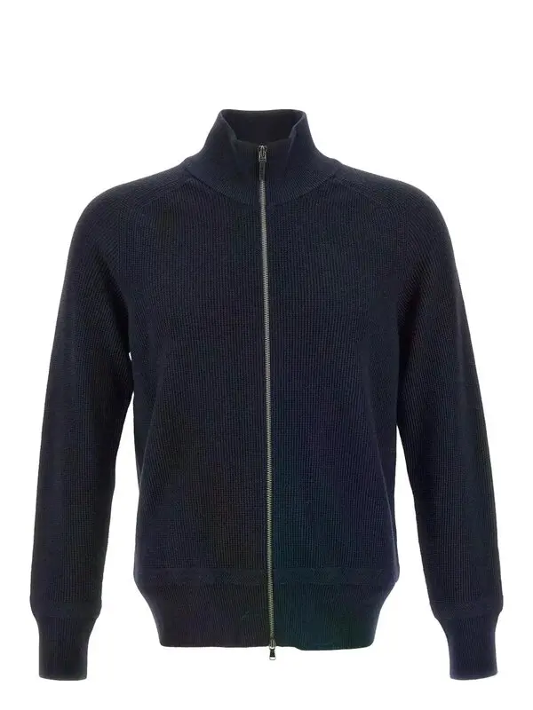 KANGRA Zip-up High Neck Sweater - Blue