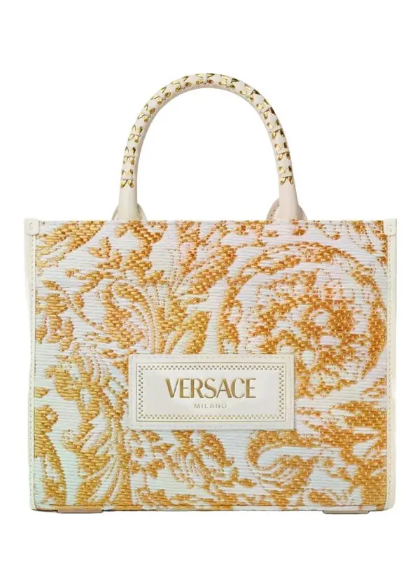 Versace Small Barocco Athena Tote Bag - White