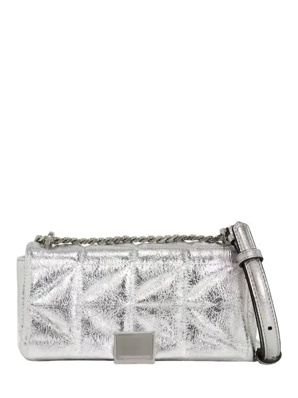 Karl Lagerfeld K/kuilt Metallic Quilted Crossbody Bag - Silver