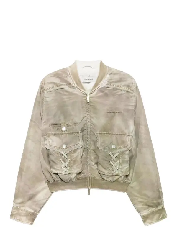 FENG CHEN WANG Logo-embroidered Bomber Jacket - Neutrals