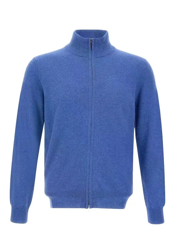 KANGRA Wool Zip-up Sweater - Blue