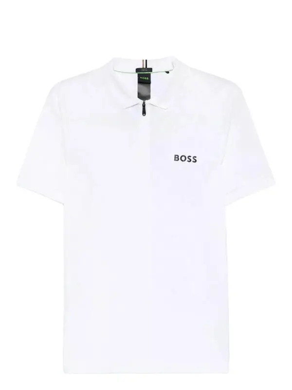 BOSS Monogram-jacquard Polo Shirt - White